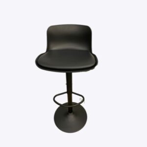 Black Leather Hard Back Stool - Recycle Scotland